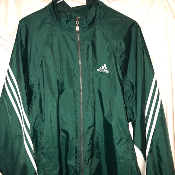 adidas | Jackets & Coats | Adidas Collegiate Green Windbreaker Jacket ...